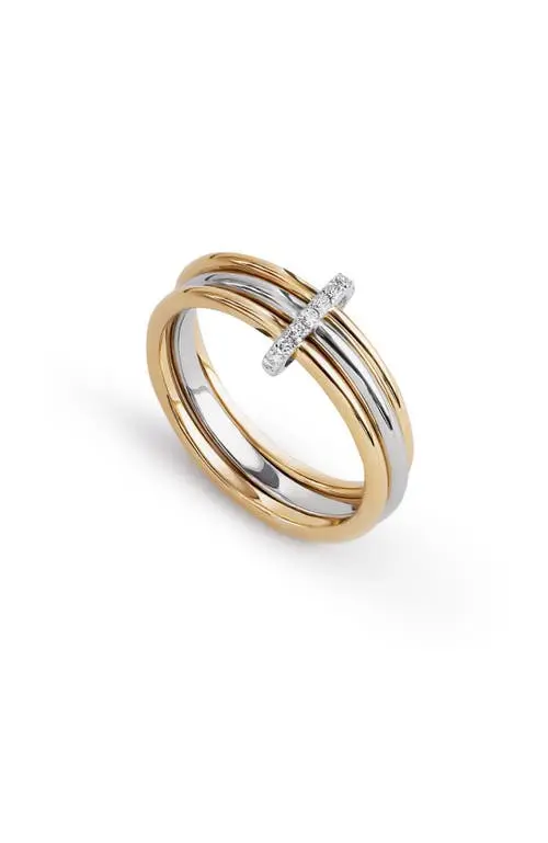 ANA LUISA Solid Yellow Goldtwo Tone Trio Diamond Link Ring