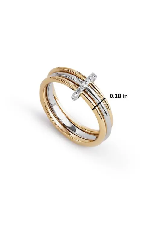 ANA LUISA Solid Yellow Goldtwo Tone Trio Diamond Link Ring