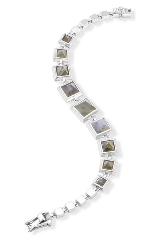 EDDIEBORGO Graduated Pyramid Labradorite Bracelet - Silver/labradorite