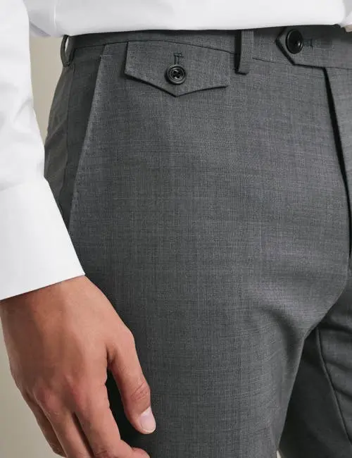 CHARLES TYRWHITT Slim Fit Performance Wool Pants - Grey