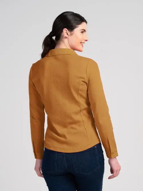 KETTLEWELL Fitted Long Sleeve Cotton Ribbed Shirt - Ginger