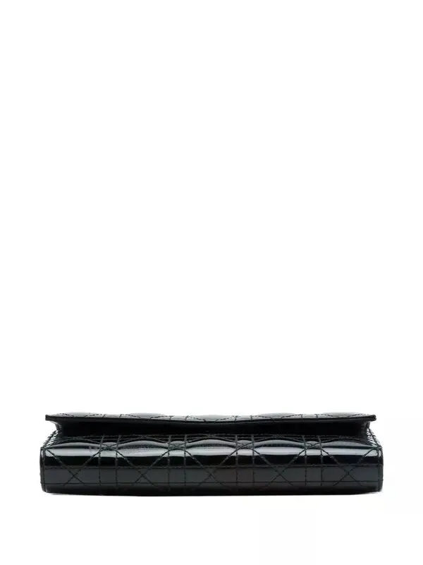 Dior 2015 Patent Cannage Lady Wallet On Chain Crossbody Bag - Black