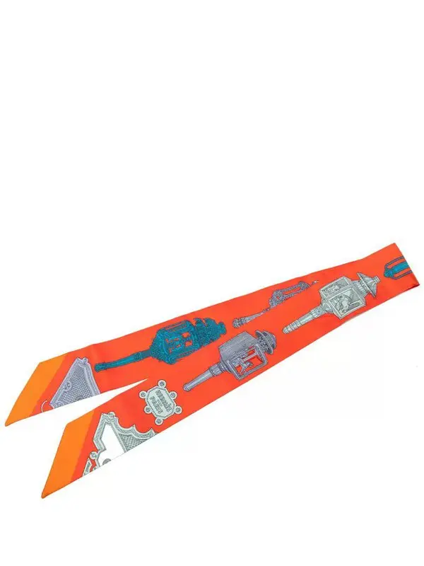 Hermès 2015-2026 Merveilleuses Lanternes Silk Twilly Scarf Scarves - Orange