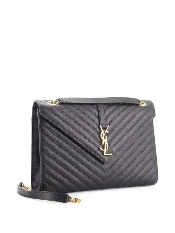 Saint Laurent Classic Monogram Envelope Satchel Matelasse Chevron Leather Large Shoulder Bag