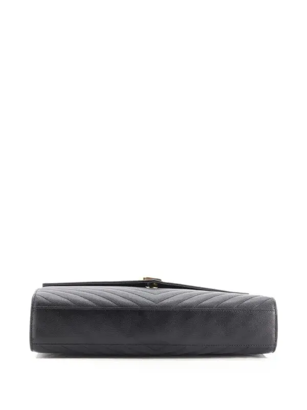 Saint Laurent Classic Monogram Envelope Satchel Matelasse Chevron Leather Large Shoulder Bag