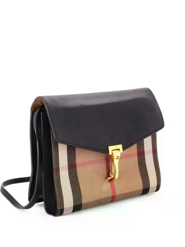 Burberry Macken Leather And House Check Canvas Small Crossbody Bag - Brown