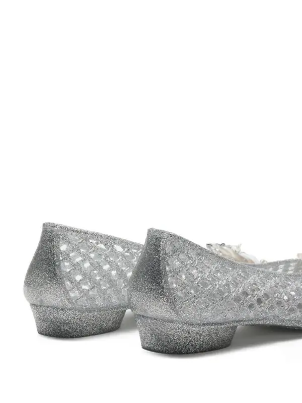 HEAVENLY JELLY Floral-embellished Glitter Ballet Flats