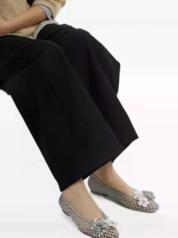 HEAVENLY JELLY Floral-embellished Glitter Ballet Flats