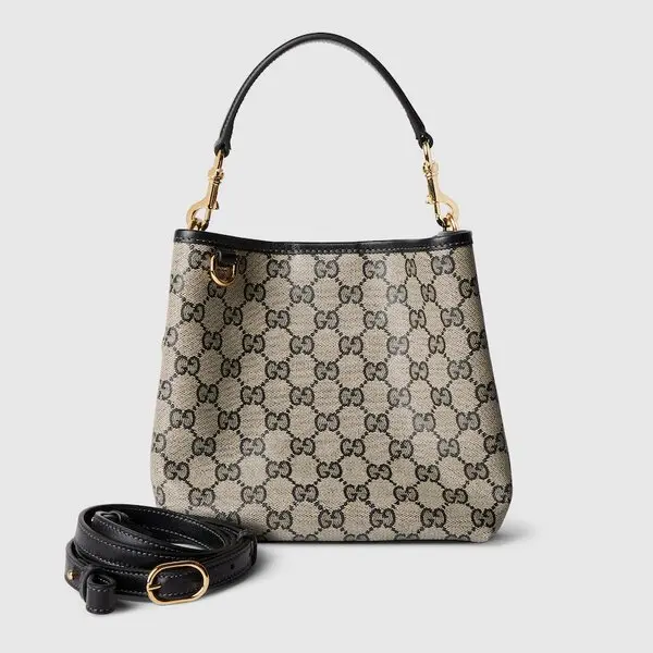 Gucci Gg Emblem Mini Bucket Bag Original Gg Fabric - Beige
