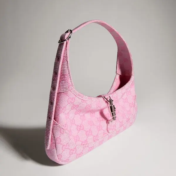 Gucci Jackie Slim Crystal Medium Shoulder Bag Metal
