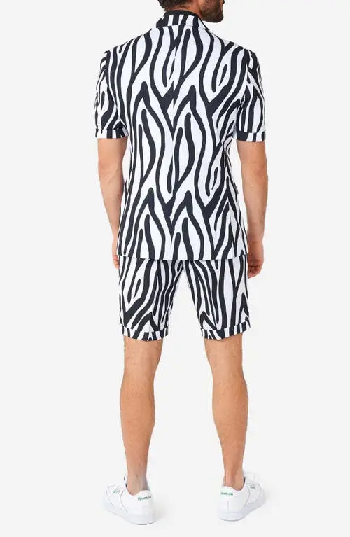 Opposuits Zazzy Zebra Summer Trim Fit Two-piece Short Suit With Tie