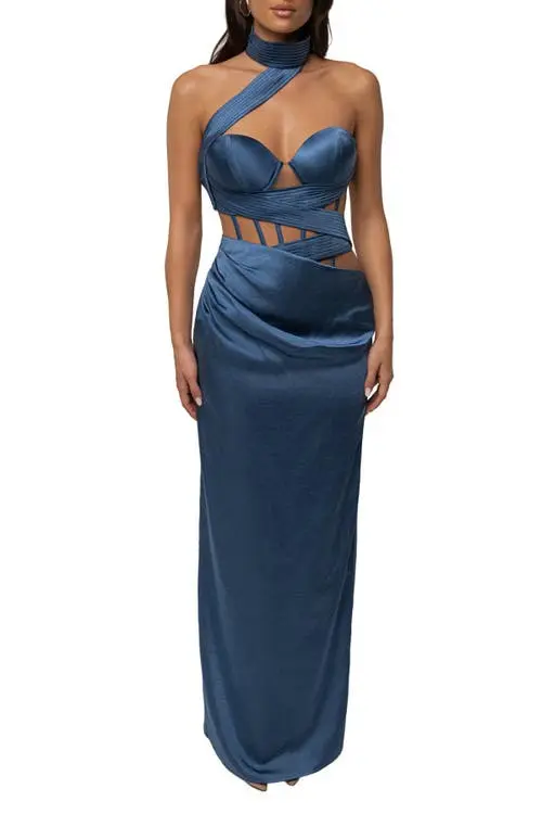 JLUXLABEL Golden Hour Corset Maxi Dress - Blue
