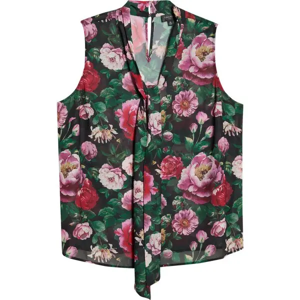 TAHARI ASL Tie Front Sleeveless Top
