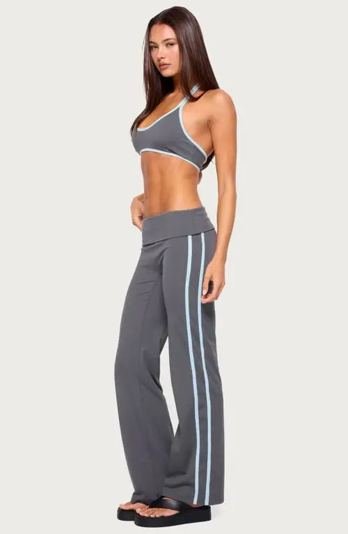 EDIKTED Anica Striped Mid Rise Foldover Pants