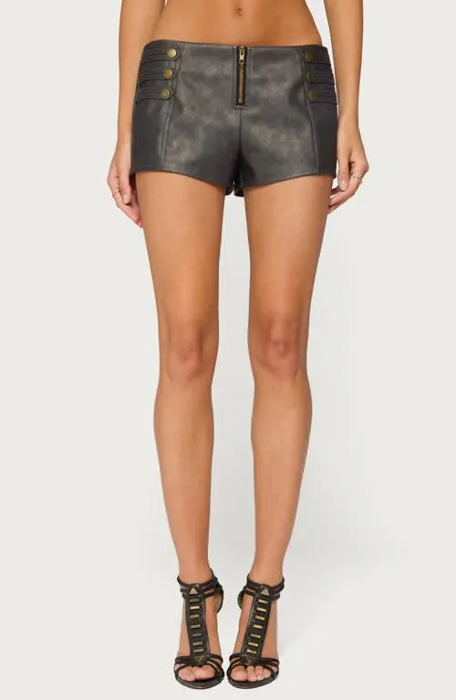EDIKTED Harle Napoleon Faux Leather Shorts
