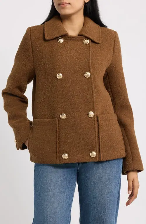 Bernardo Plaid Double Breasted Short Coat