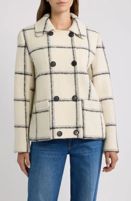 Bernardo Plaid Double Breasted Short Coat - Window Pane
