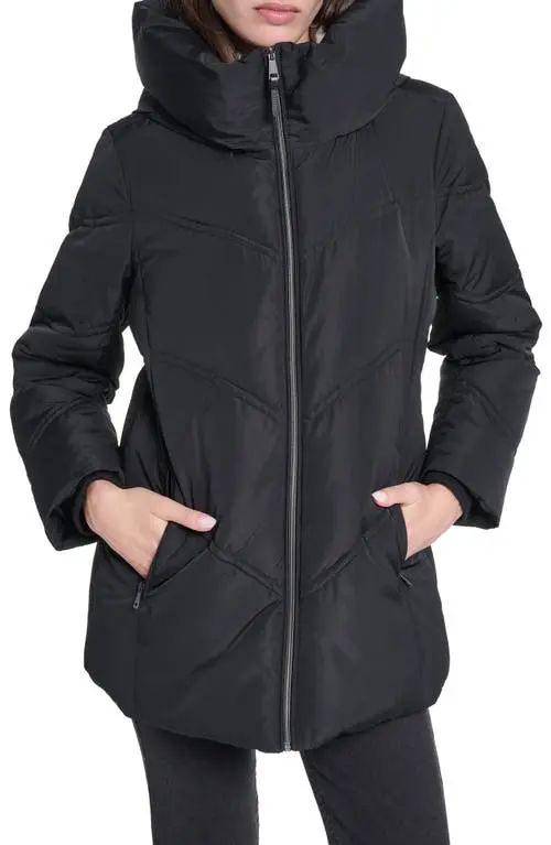 Cole Haan Water Repellent Down & Feather Fill Puffer Jacket - Black