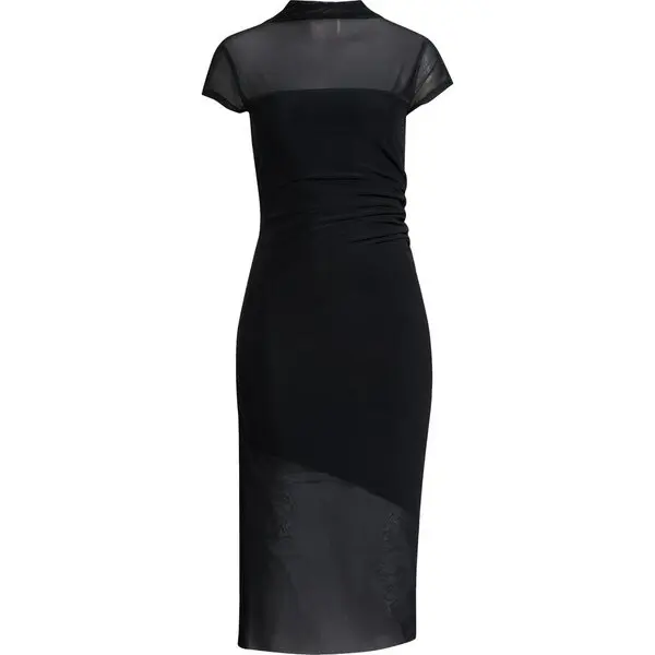 MPG Ruched Mesh Midi Dress