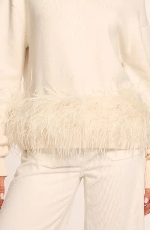 Ramy Brook Lana Ostrich Feather Trim Sweater