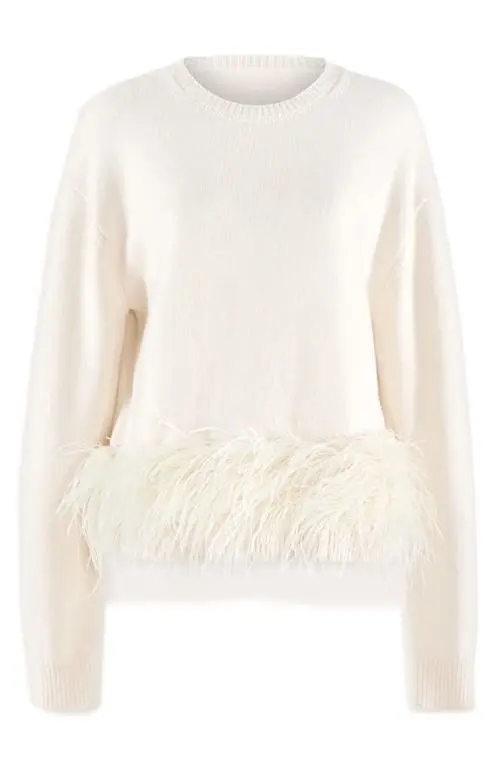 Ramy Brook Lana Ostrich Feather Trim Sweater