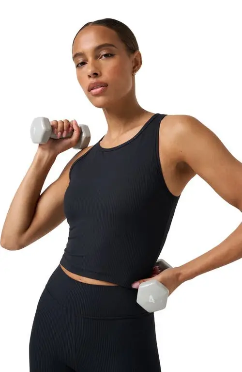 Travis Mathew Pulse Performance Rib Crop Tank - Black