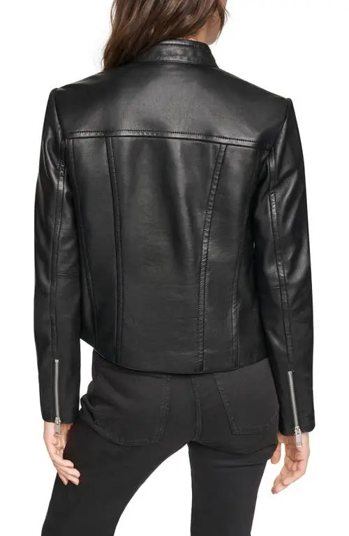 Andrew Marc Tilda Leather Racer Jacket - Black