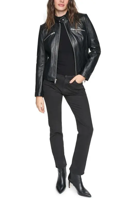 Andrew Marc Tilda Leather Racer Jacket - Black