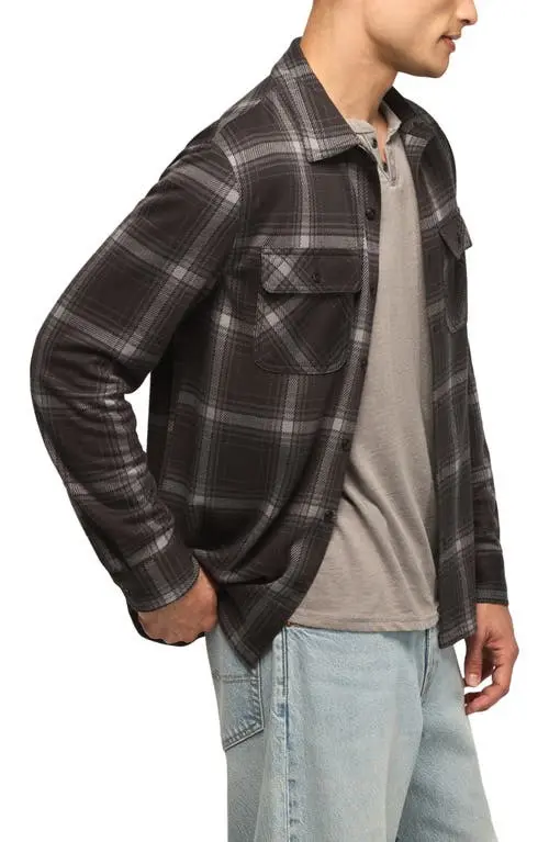 Lucky Brand Plaid Brushed Knit Button-up Overshirt - Red Multi