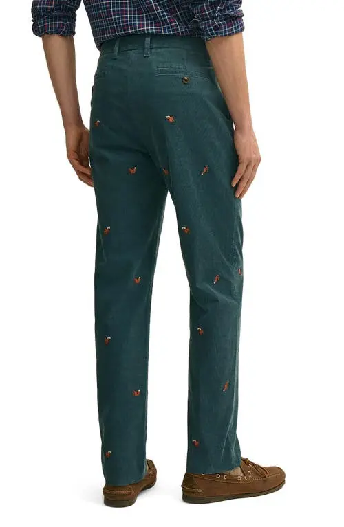 Brooks Brothers Embroidered Squirrel Motif Corduroy Straight Leg Pants