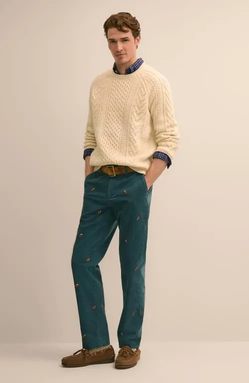 Brooks Brothers Embroidered Squirrel Motif Corduroy Straight Leg Pants
