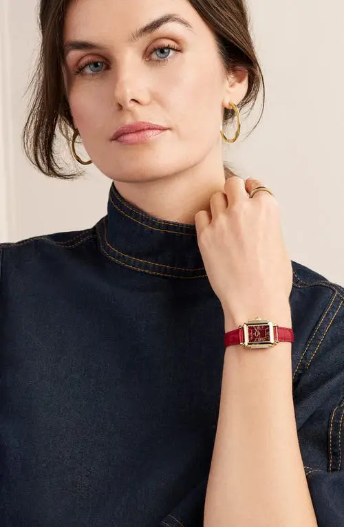 Michele Deco Madison Mini Two-tone Leather Strap Watch - Red