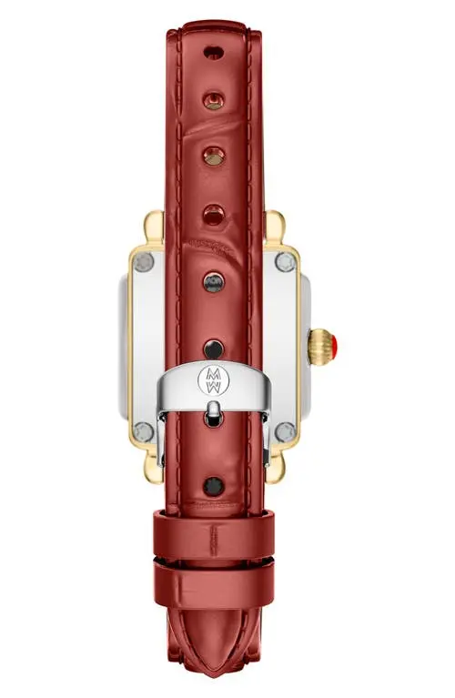 Michele Deco Madison Mini Two-tone Leather Strap Watch - Red