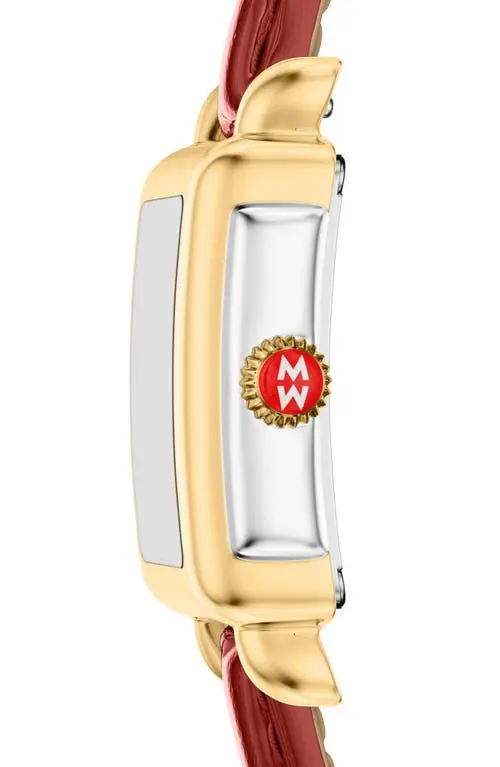 Michele Deco Madison Mini Two-tone Leather Strap Watch - Red