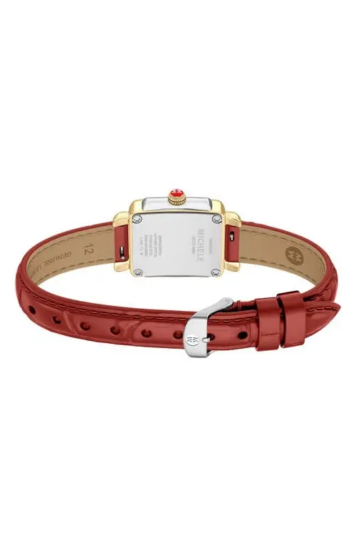 Michele Deco Madison Mini Two-tone Leather Strap Watch - Red