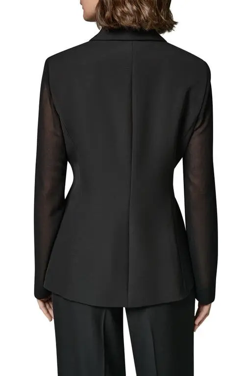 Donna Karan New York Double Breasted Blazer With Sheer Sleeves
