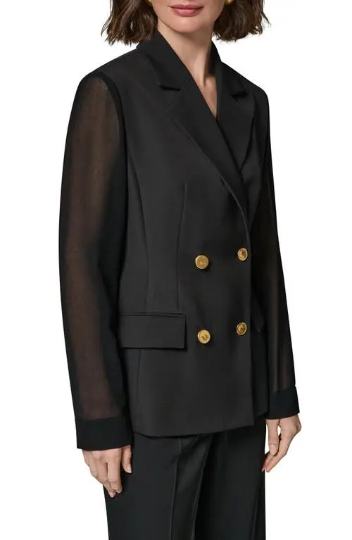 Donna Karan New York Double Breasted Blazer With Sheer Sleeves