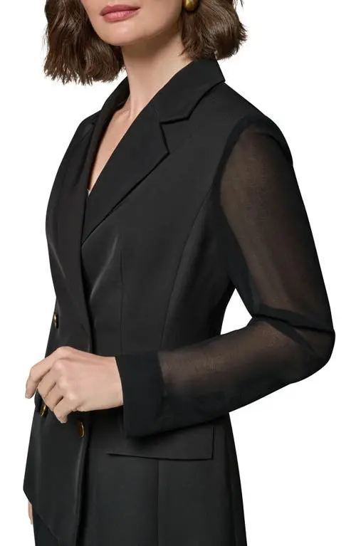 Donna Karan New York Double Breasted Blazer With Sheer Sleeves