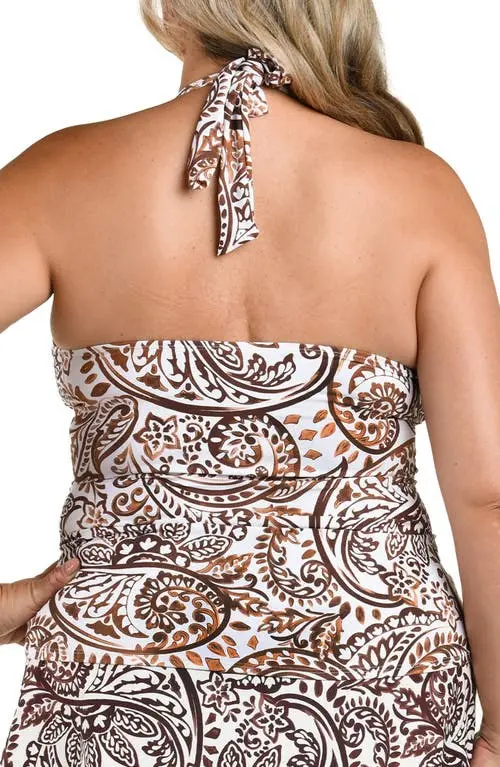 La Blanca Painted Paisley Halter Tankini Top
