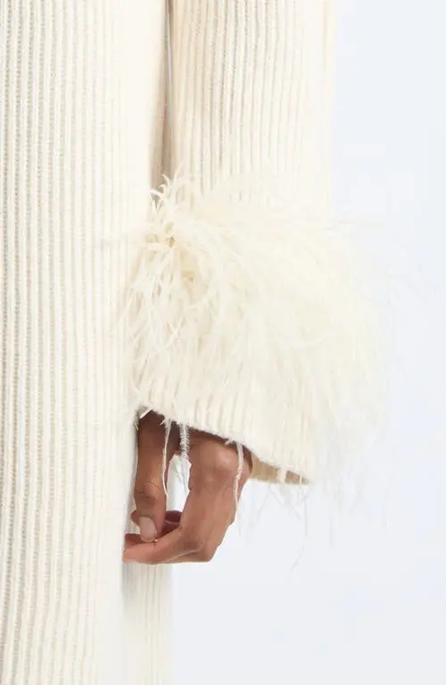 Ramy Brook Kay Feather Trim Mock Neck Sweater Dress
