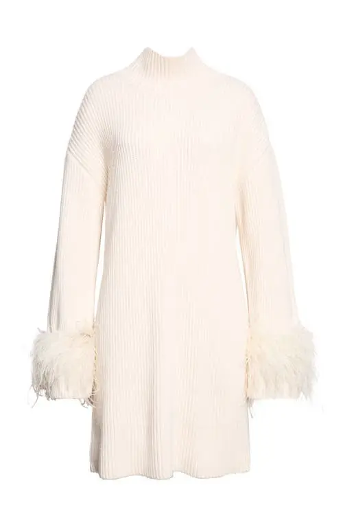 Ramy Brook Kay Feather Trim Mock Neck Sweater Dress
