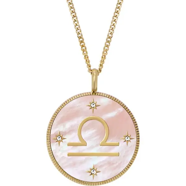 Fossil Sutton Leo Zodiac Pendant Necklace - Libra/pink/gold