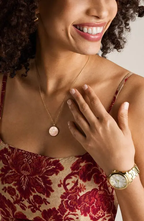 Fossil Sutton Leo Zodiac Pendant Necklace - Libra/pink/gold