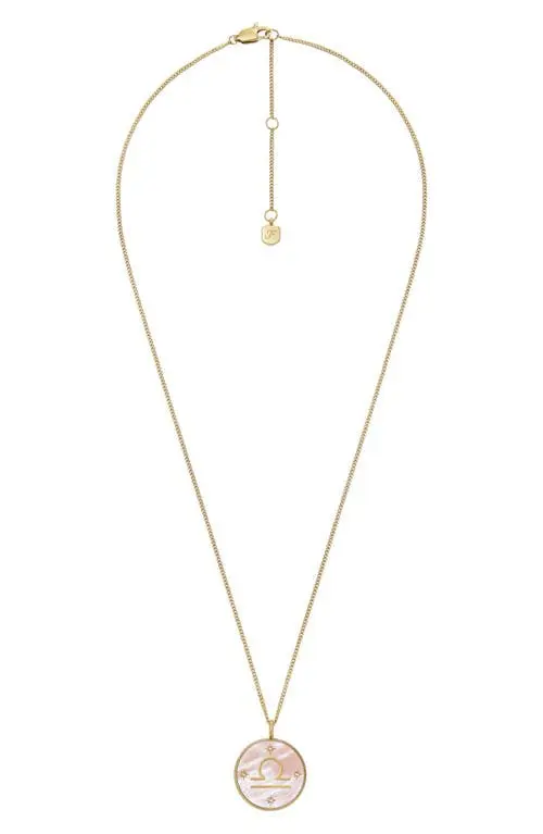Fossil Sutton Leo Zodiac Pendant Necklace - Libra/pink/gold