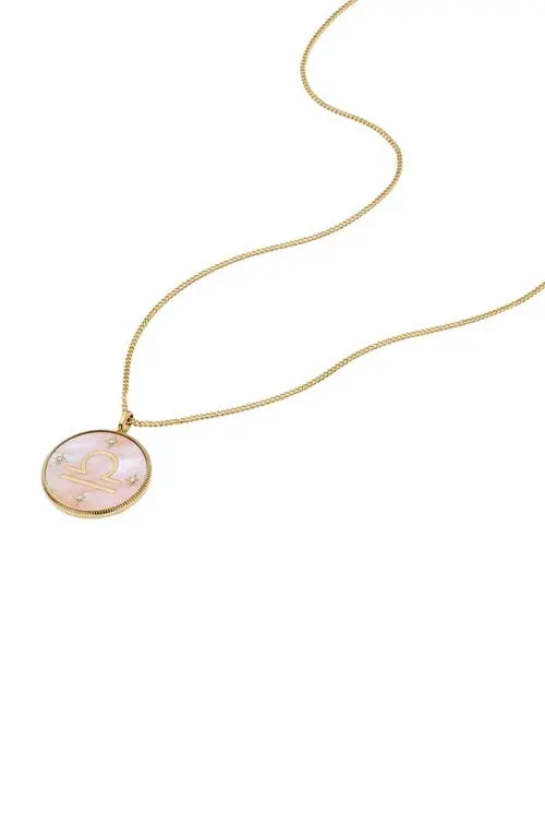 Fossil Sutton Leo Zodiac Pendant Necklace - Libra/pink/gold