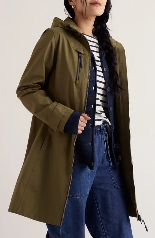 SEASALT CORNWALL Coverack Waterproof Organic Cotton Raincoat With Removable Hood - Laurel