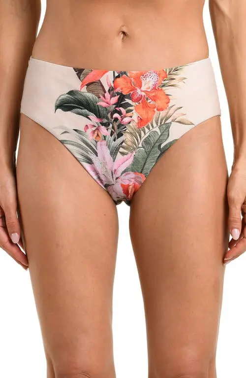 La Blanca Courtyard Palms Mid Rise Bikini Bottoms - Champagne
