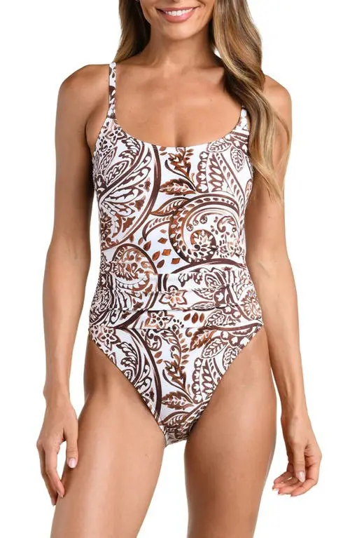 La Blanca Painted Paisley Ling One-piece Swimsuit