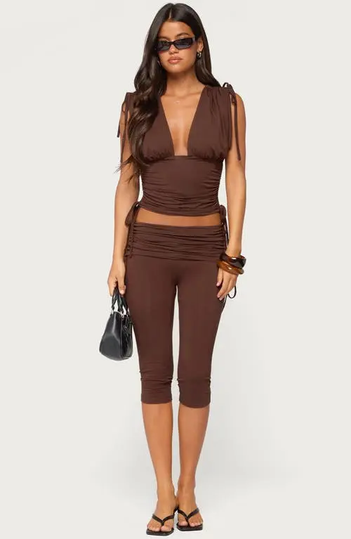 EDIKTED Bardi Drawstring Foldover Capris