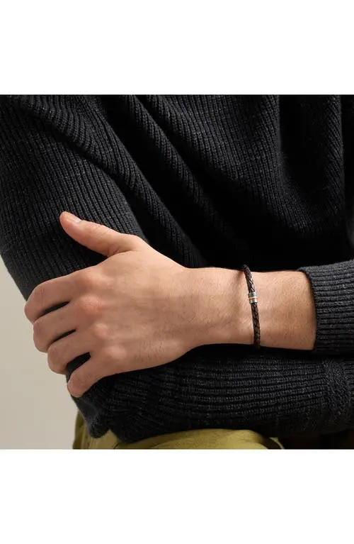 Fossil Everett Enamel Woven Leather Slider Bracelet